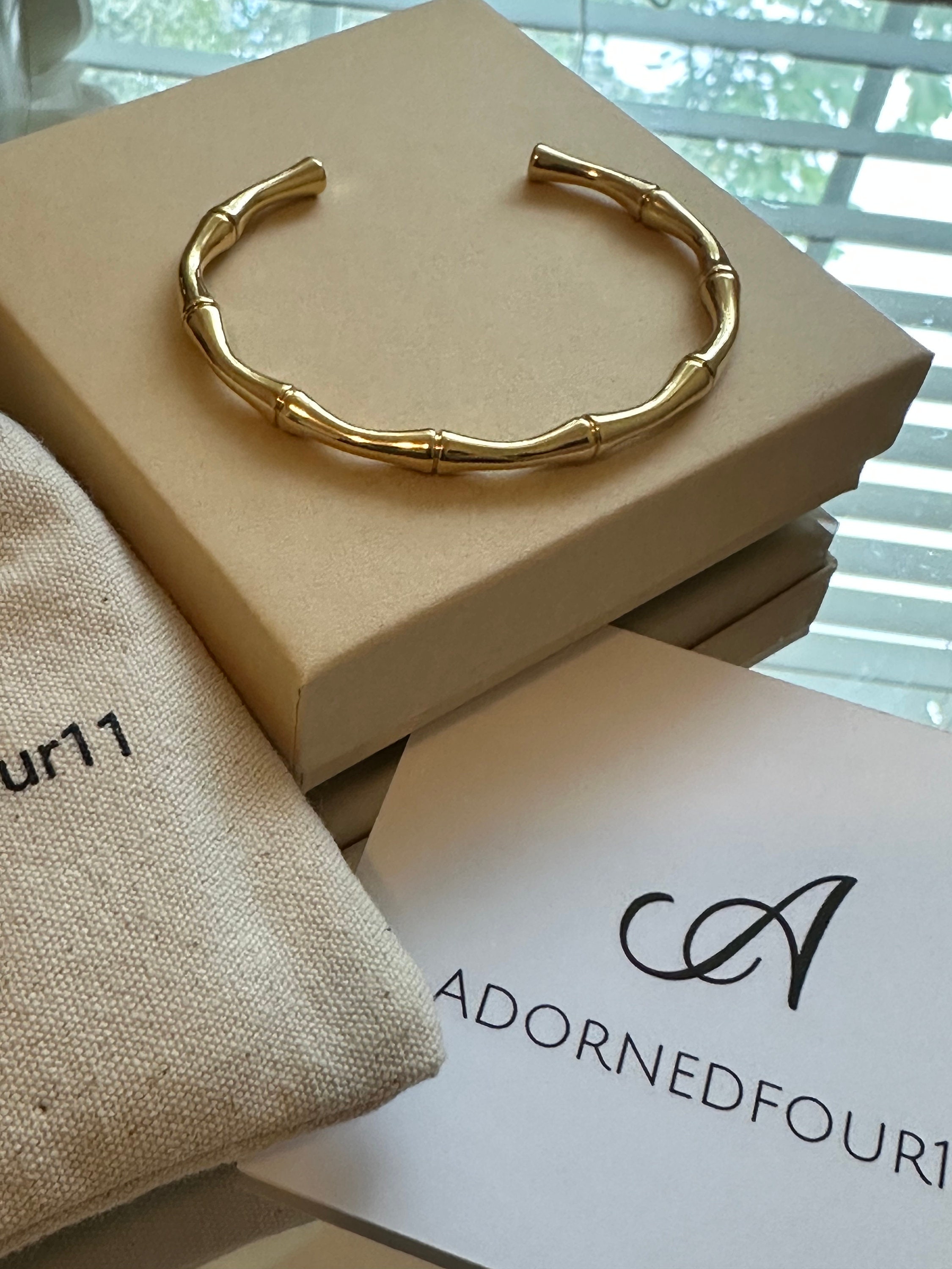 Stainless Steel Bamboo Cuff Bracelet Bangle - Etsy