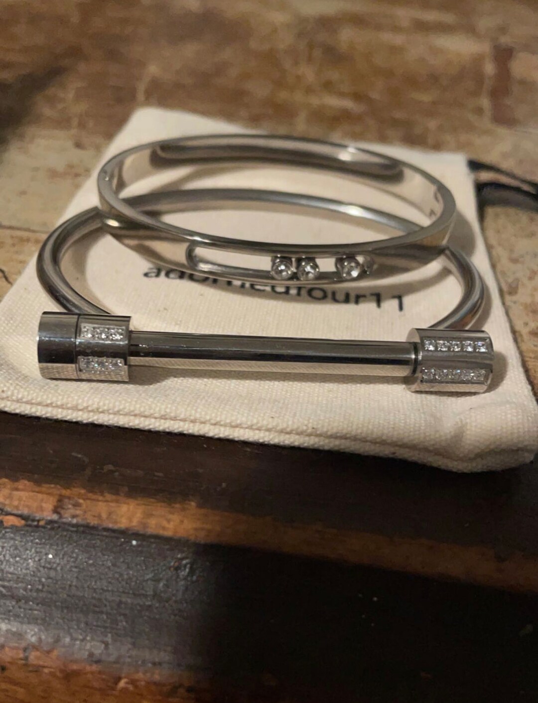 Stainless Steel Gold Plated Cubic Zircon Screw Slidale Bangle Bracelet Set Arm Candy - Etsy