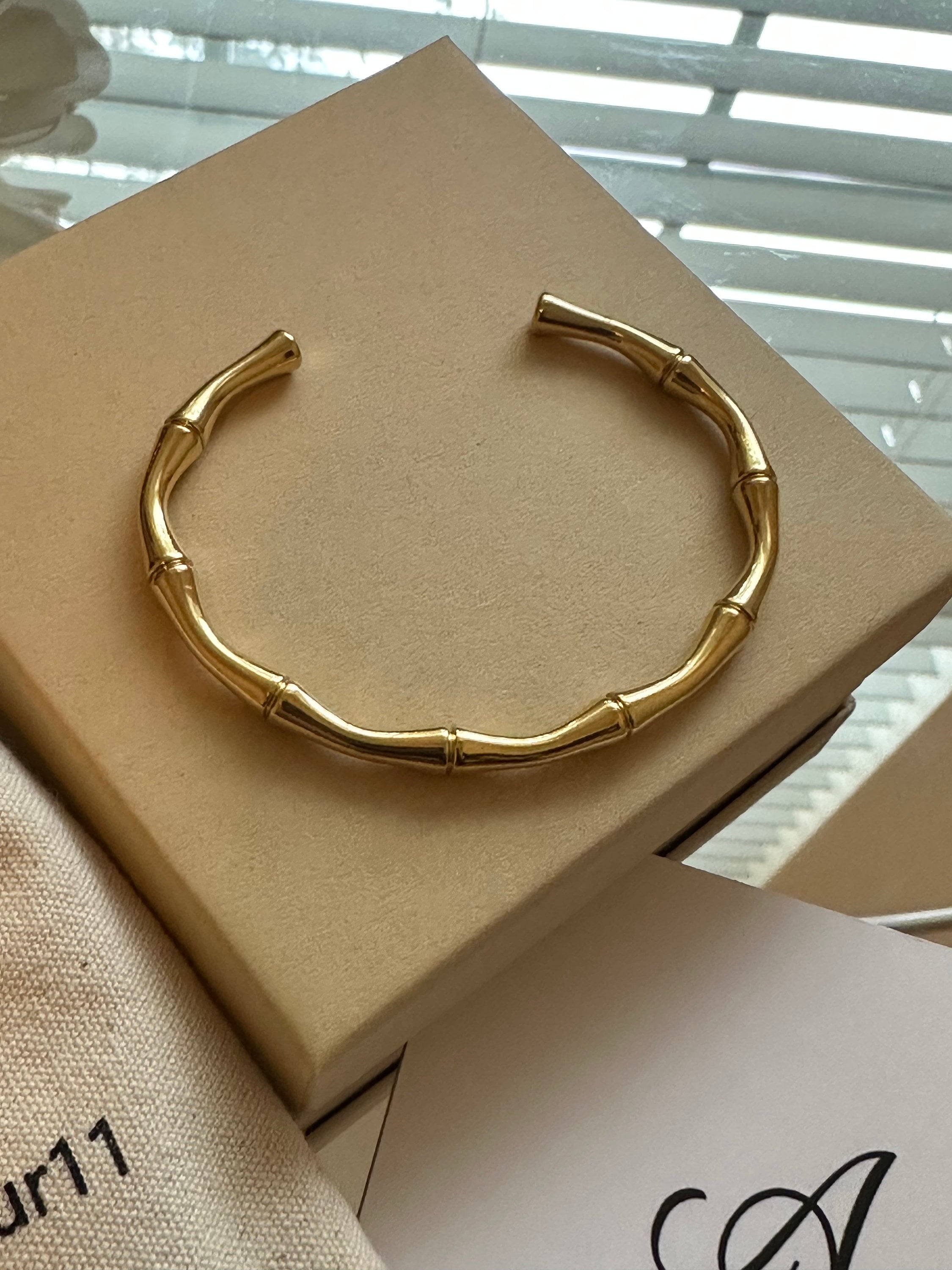 Stainless Steel Bamboo Cuff Bracelet Bangle - Etsy