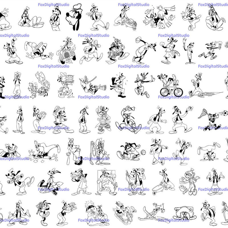 Goofy Outline Svg - Etsy