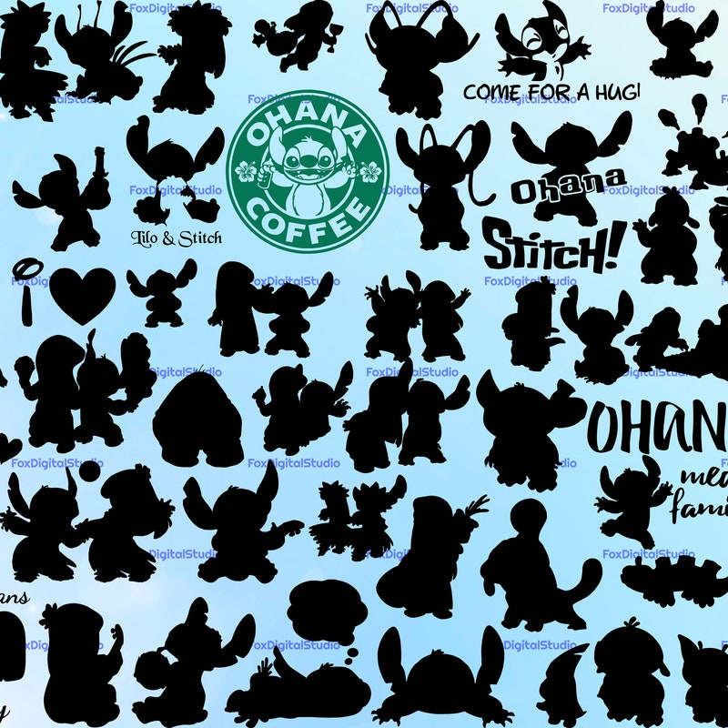 Stitch silhouette - Etsy España