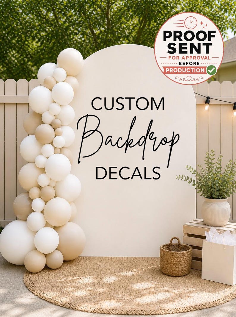 Custom Backdrop Vinyl Decal – Event Backdrop Sign, Baby Shower Decor ...