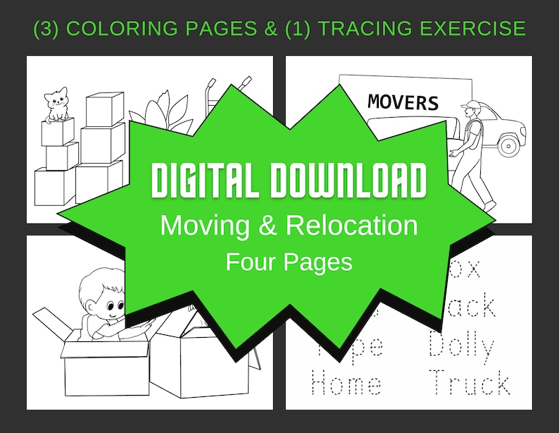 Coloring & Letter Tracing Printables Moving Fun for Kids - Etsy