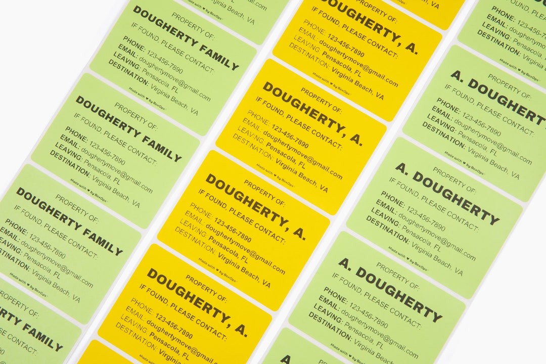 Property ID Stickers | Contact & Property Labels for Lost Moving Boxes ...