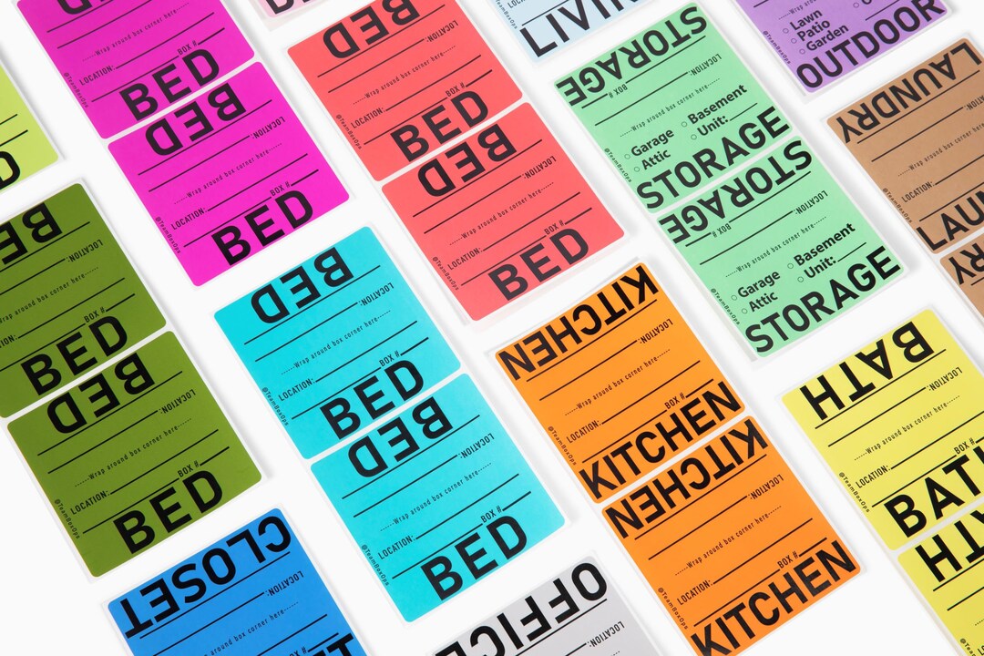 ROOMEEZ™ Moving Box Labels: Color Coded Room Organization Stickers for ...