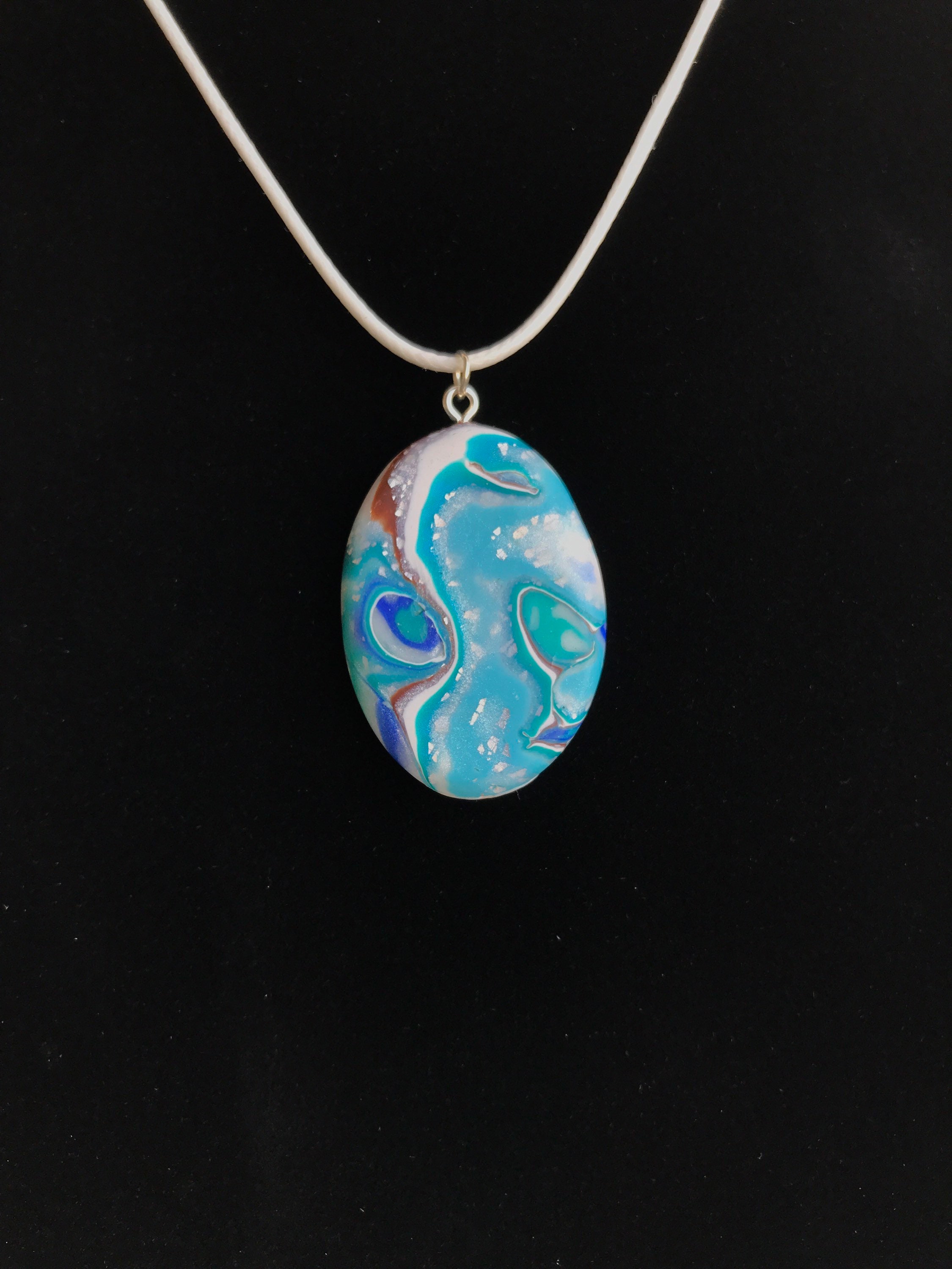 Blue Wave Pendant With Silver Veins - Etsy