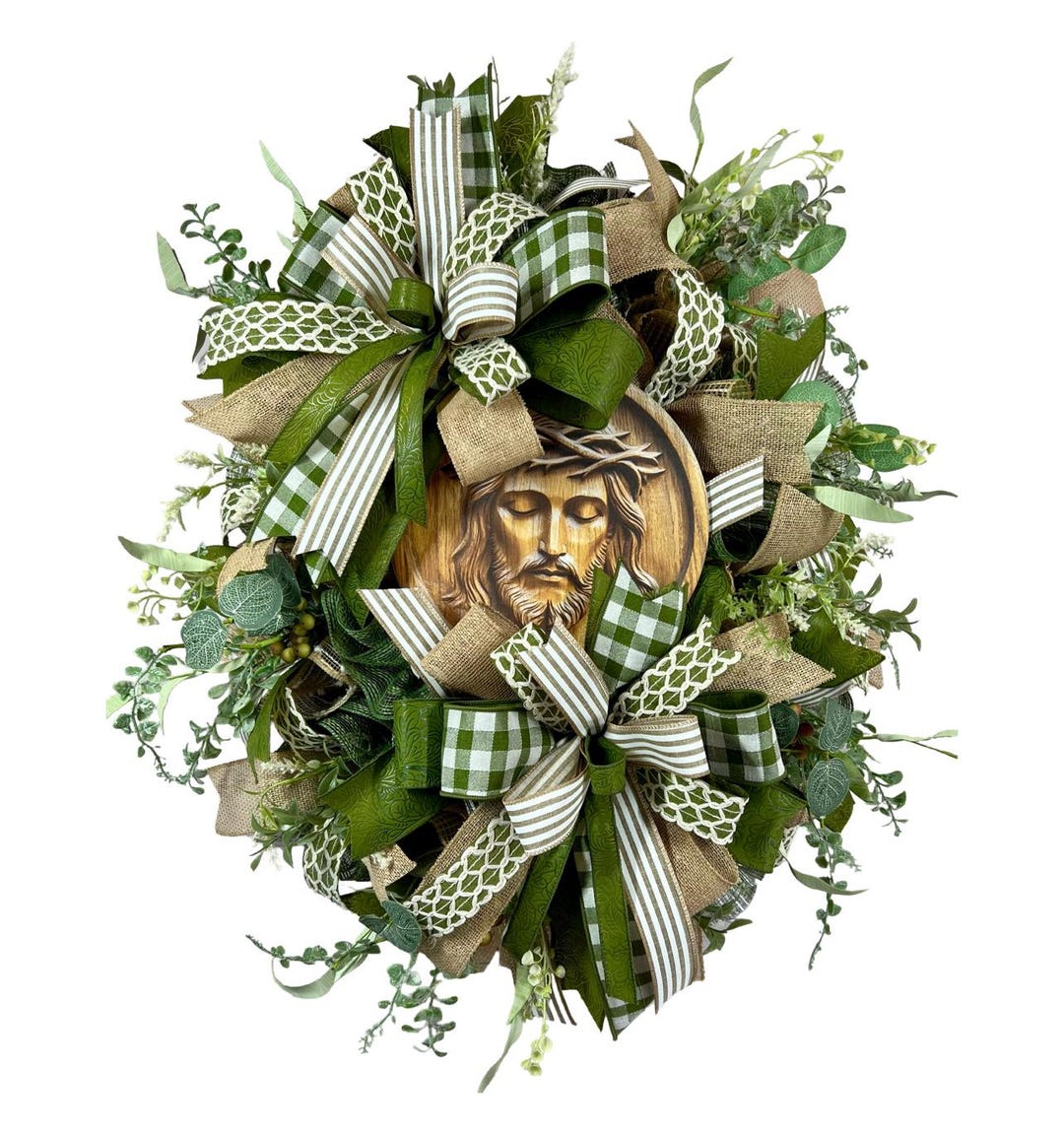 Jesus Wreath: Christian Easter Decor With Burlap & Greenery - Etsy