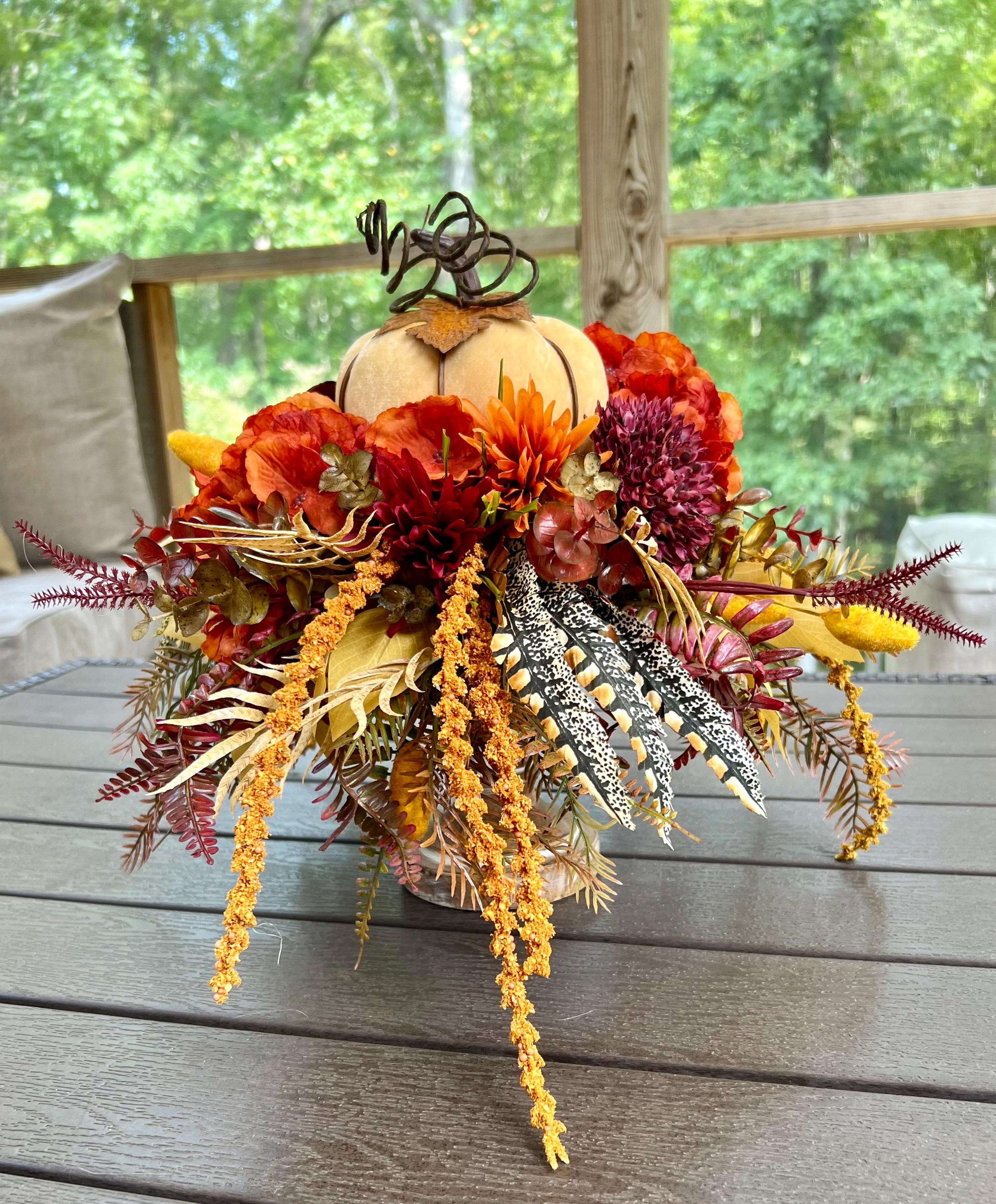 Fall Pumpkin Centerpiece: Rustic Hydrangea Thanksgiving Table Decor - Etsy
