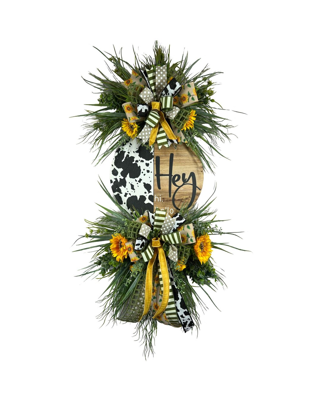 Wooden Swag Door Hanger Sign With Sunflowers & Bows, Rustic Farmhouse ...