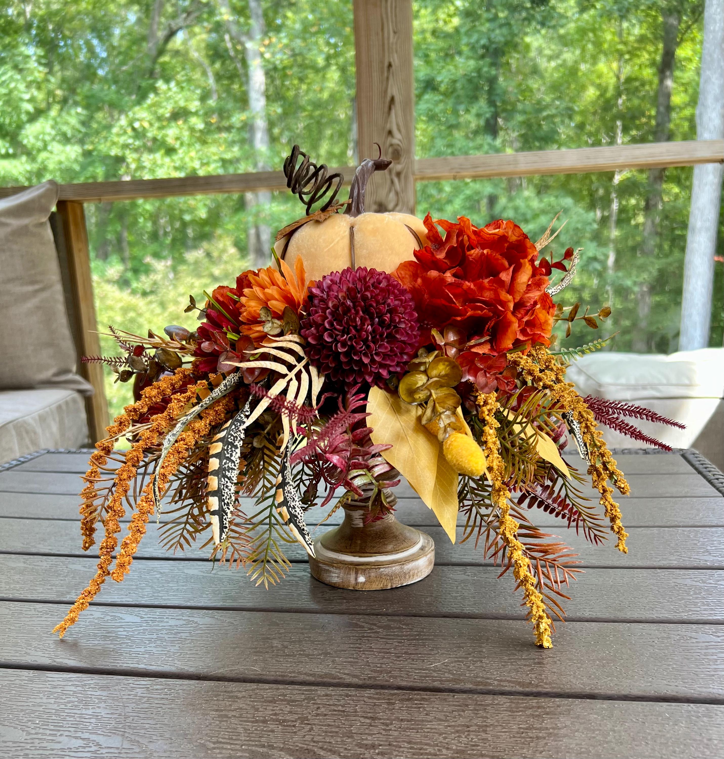 Fall Pumpkin Centerpiece: Rustic Hydrangea Thanksgiving Table Decor - Etsy