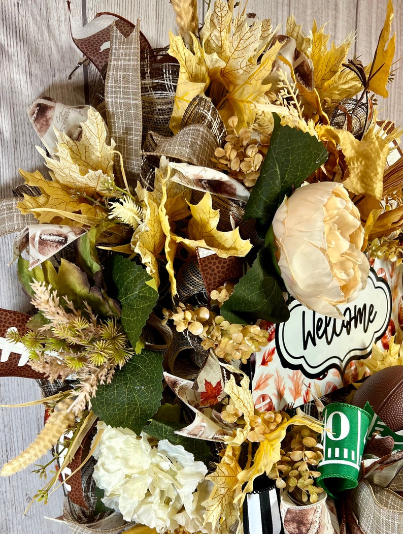 Football Welcome Wreath 28x31 Inches Fall Decor, Sports Fan Gift, Super ...