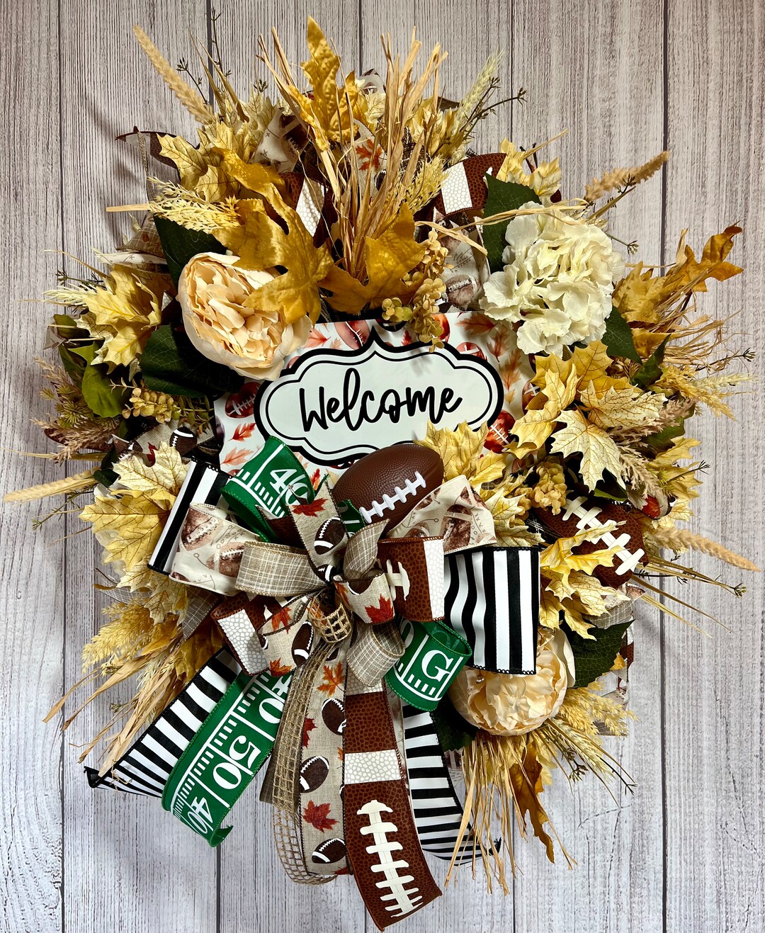 Football Welcome Wreath 28x31 Inches Fall Decor, Sports Fan Gift, Super ...