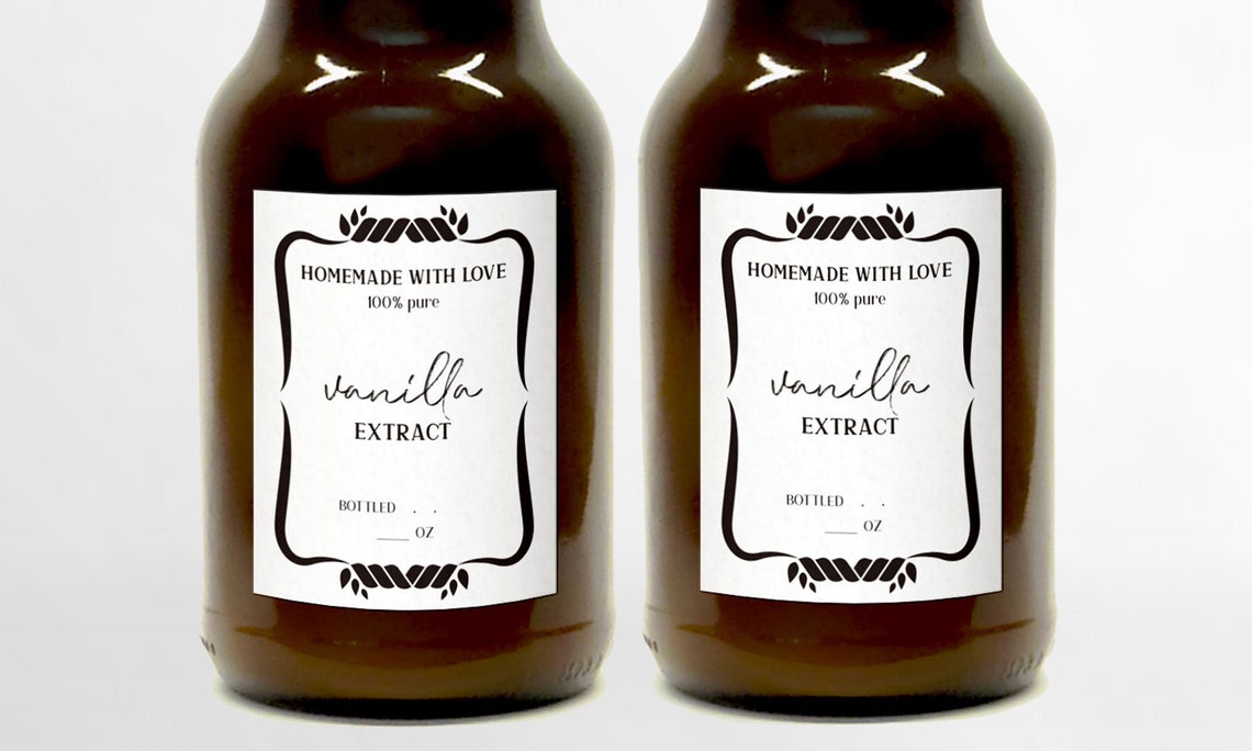 Homemade Extract Labels Vanilla Bottle Label Custom Labels Etsy