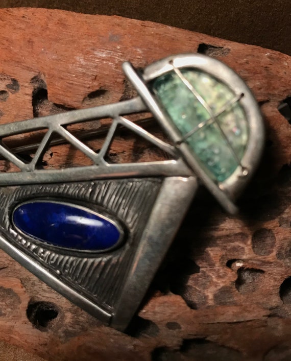 Amazing Judy Perlman Sterling Lapis Pearl Roman Glass… - Gem