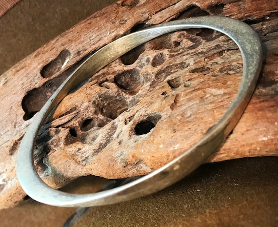 Signed KING MCM Modernist Sterling Bangle - Gem