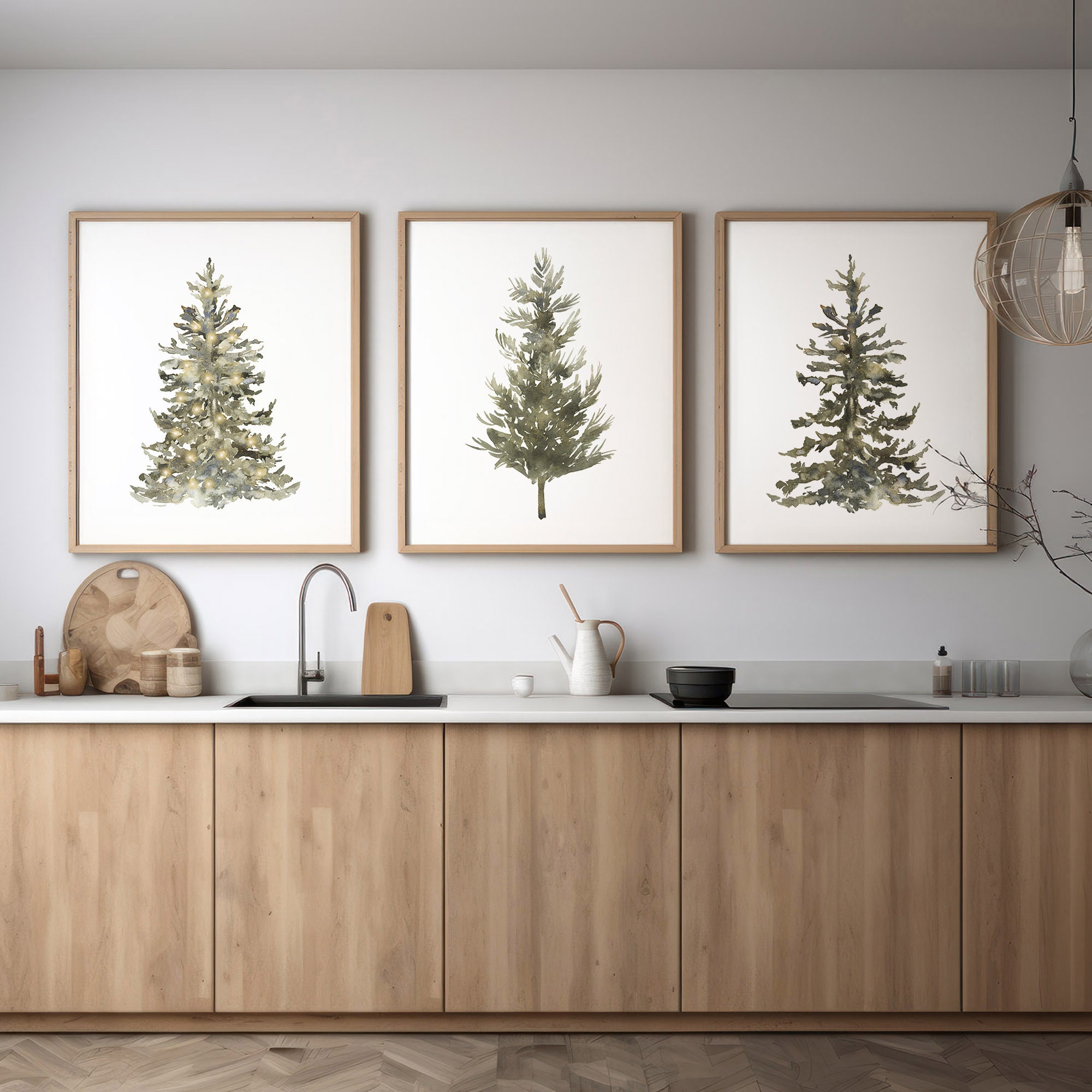 Christmas Tree Wall Art Set of 3 3 Piece Christmas Wall Art - Etsy