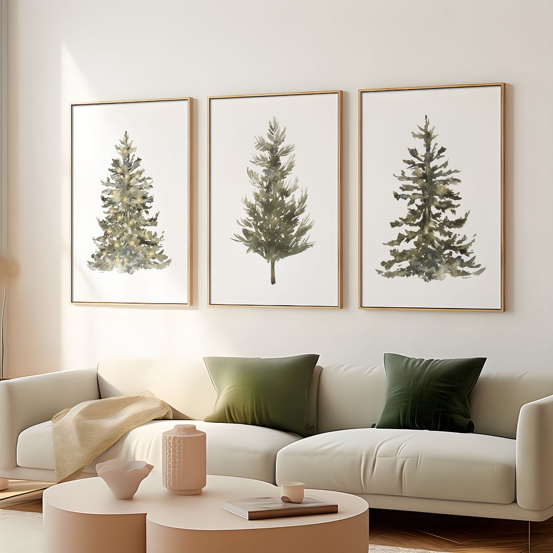 Christmas Tree Wall Art Set of 3, 3 Piece Christmas Wall Art, Christmas ...