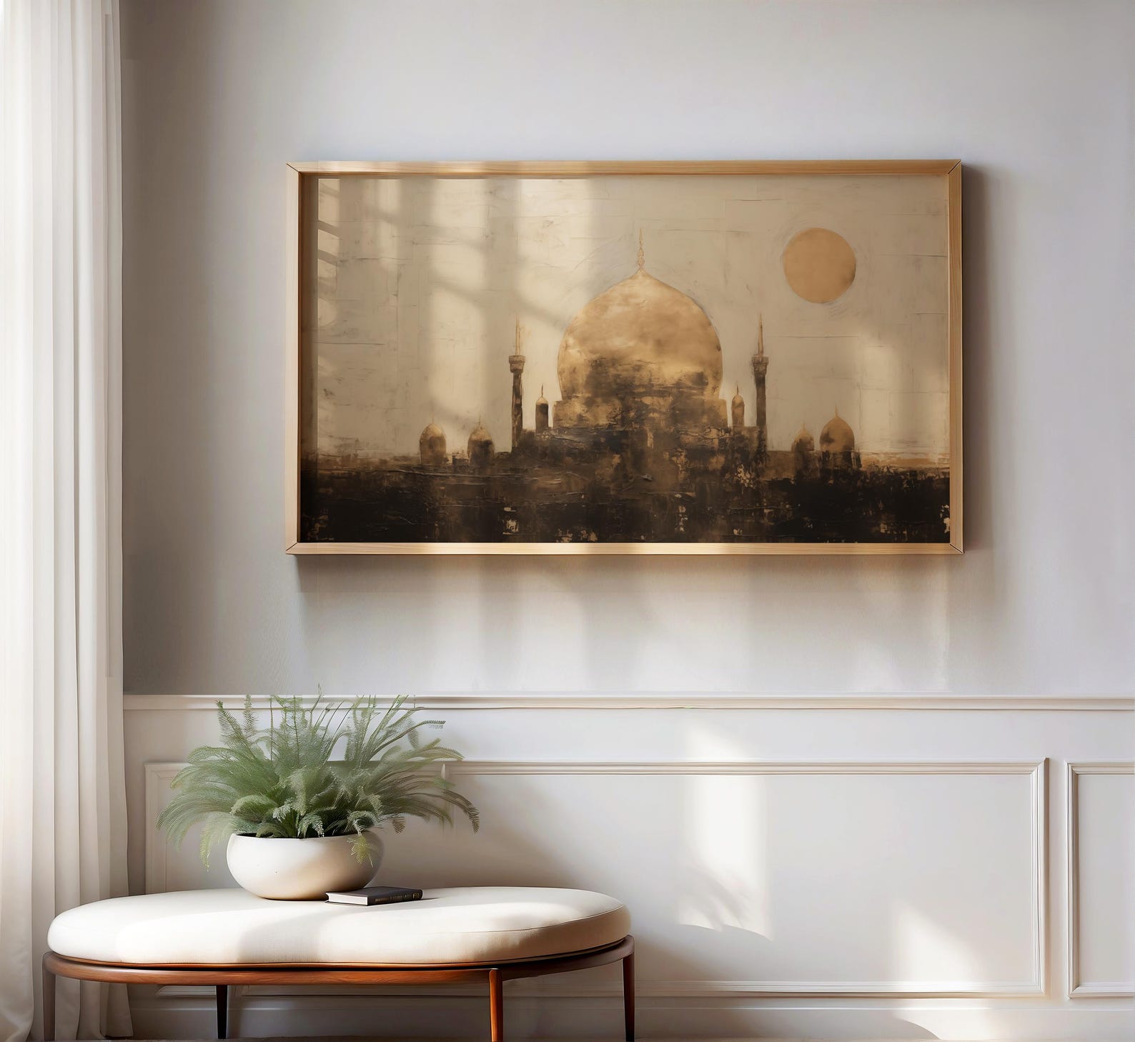 Gold Islamic Mosque Painting Large Textured Abstract Ramadan Wall Art ...
