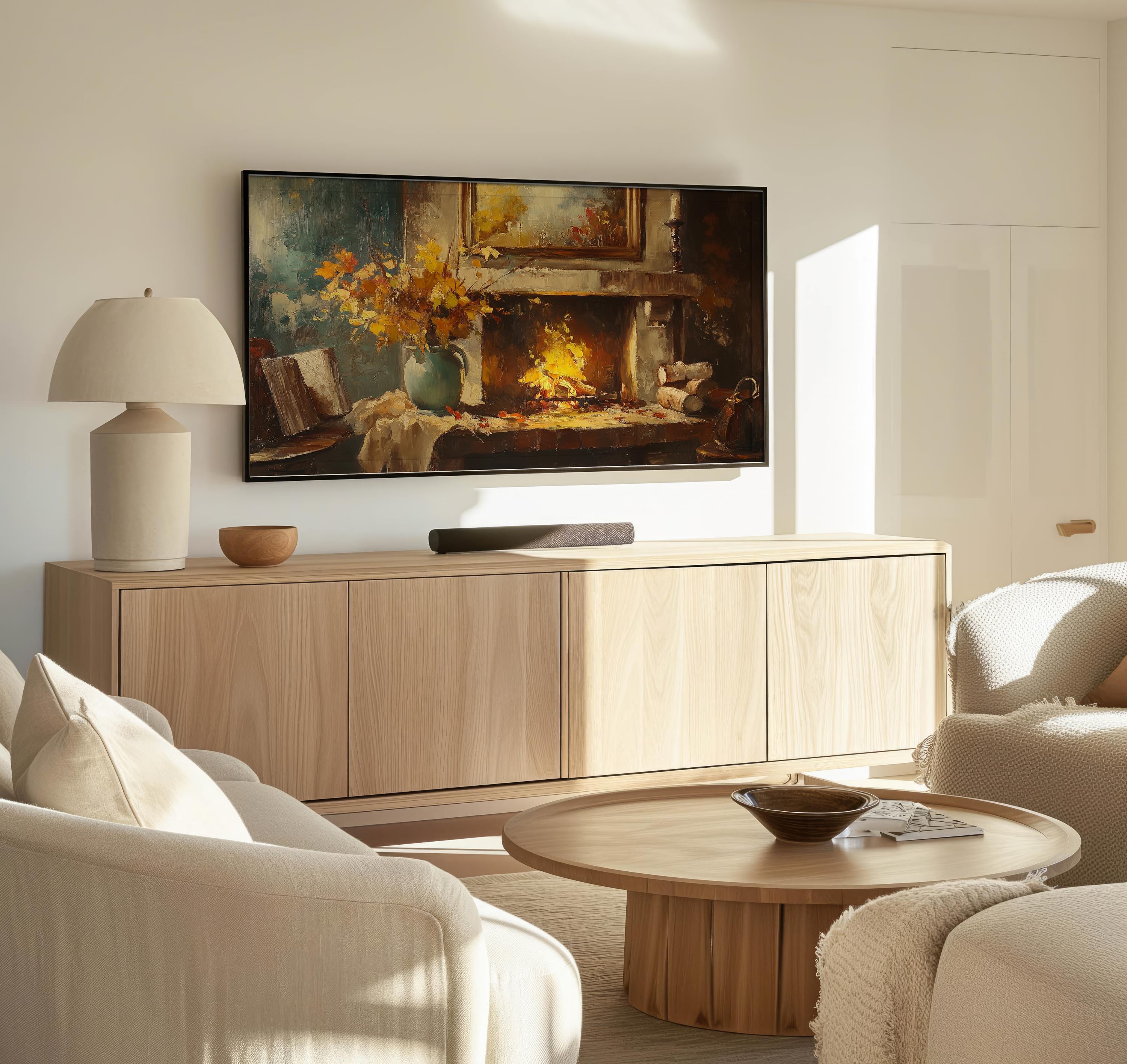 Frame TV Rustic Fall Fireplace Art | Digital Art for Samsung Frame Tvs ...