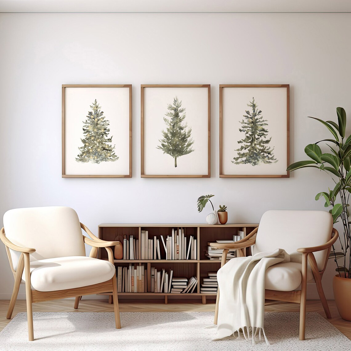 Christmas Tree Wall Art Set of 3, 3 Piece Christmas Wall Art, Christmas ...