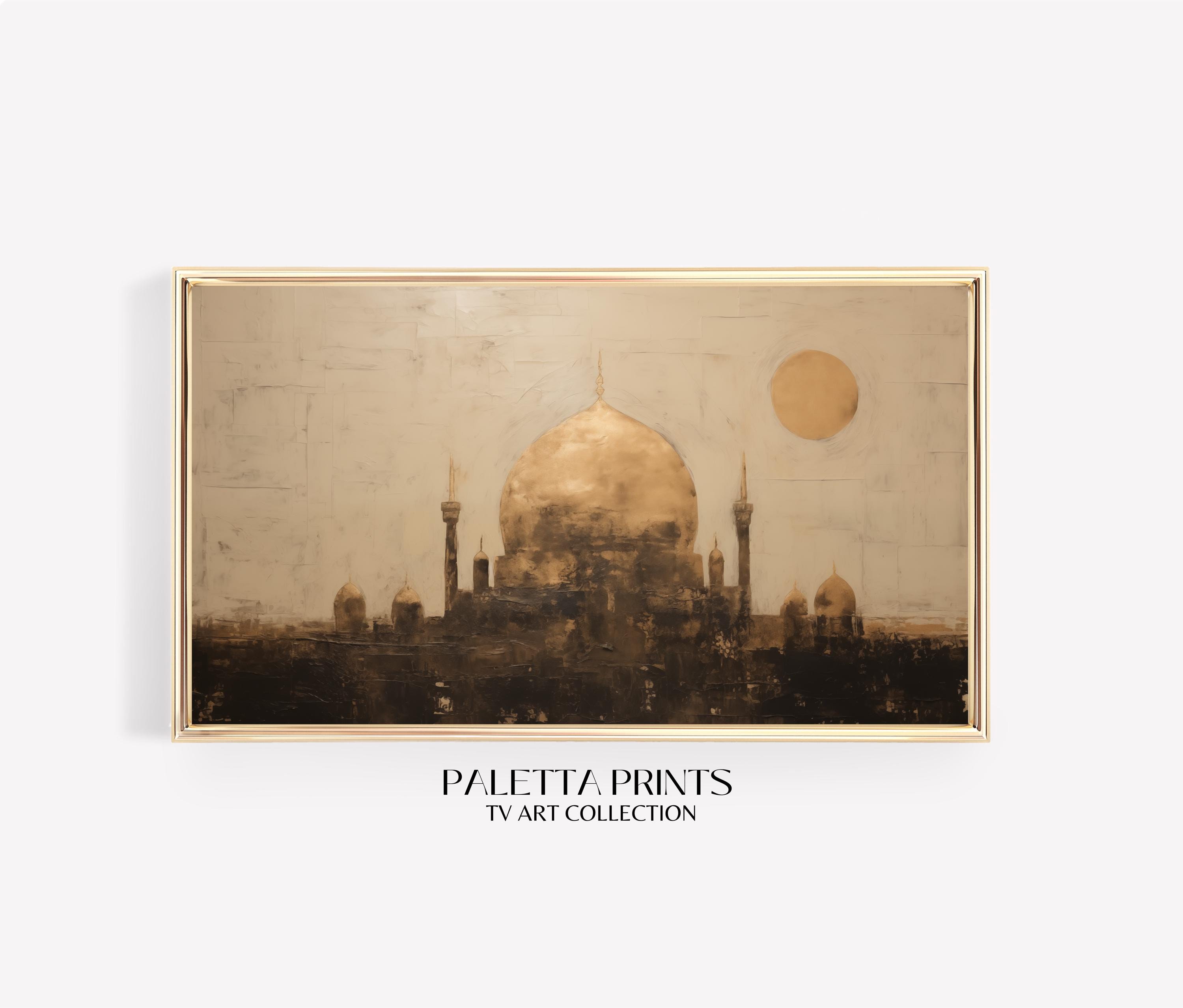Gold Islamic Mosque Painting Large Textured Abstract Ramadan Wall Art ...