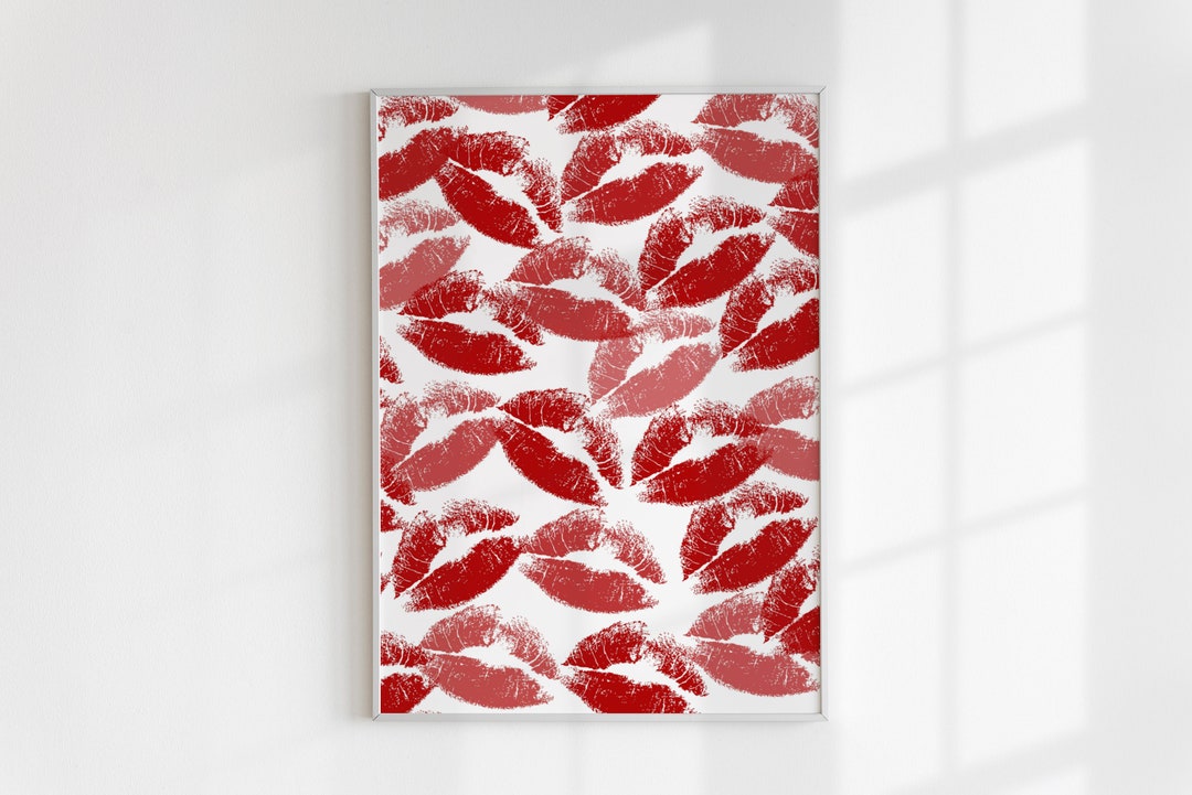 Lipstick Kisses Print | Valentines Day Decor Printables | Valentines ...