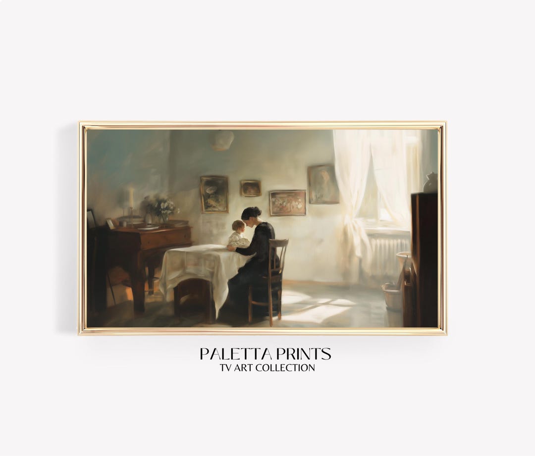 Mother and Child Vintage Frame TV Art, Soft Light Intimate Moment ...