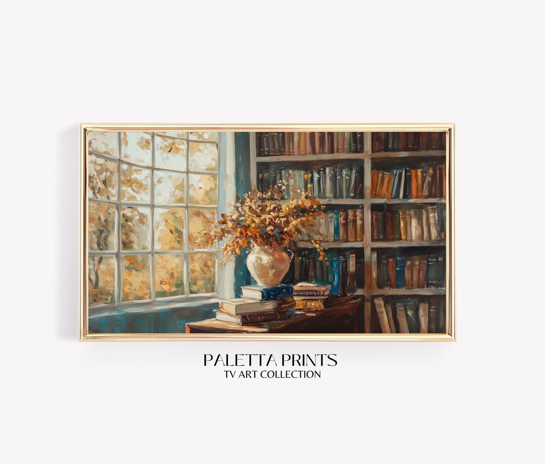 Frame TV Library Nook Fall Art | Digital Art for Samsung Frame Tvs ...