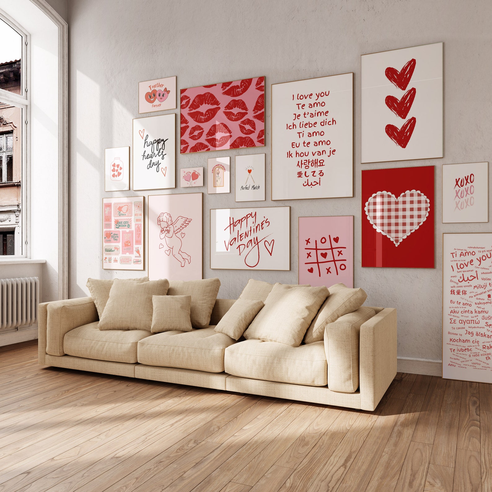 Red Hearts Print | Valentines Day Decor Printables | Valentines Prints ...