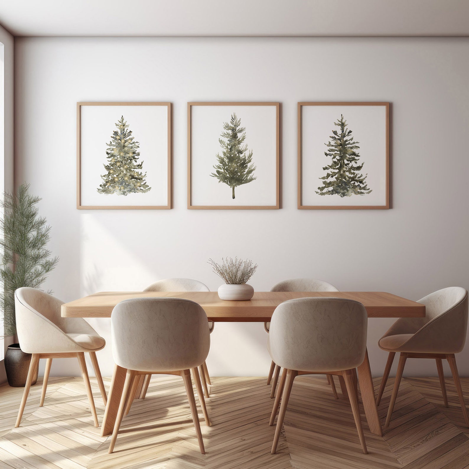 Christmas Tree Wall Art Set of 3, 3 Piece Christmas Wall Art, Christmas ...
