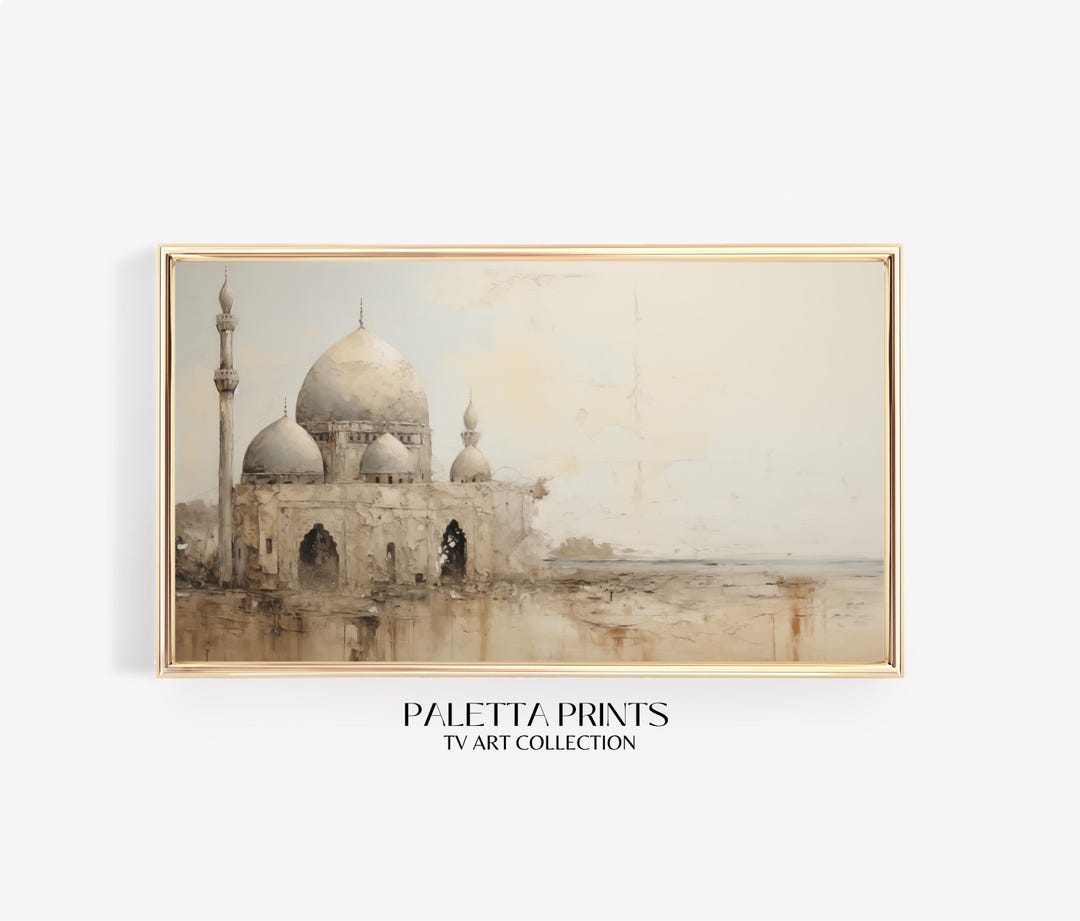 Antique Islamic Mosque Painting With Weathered Architecture Neutral ...