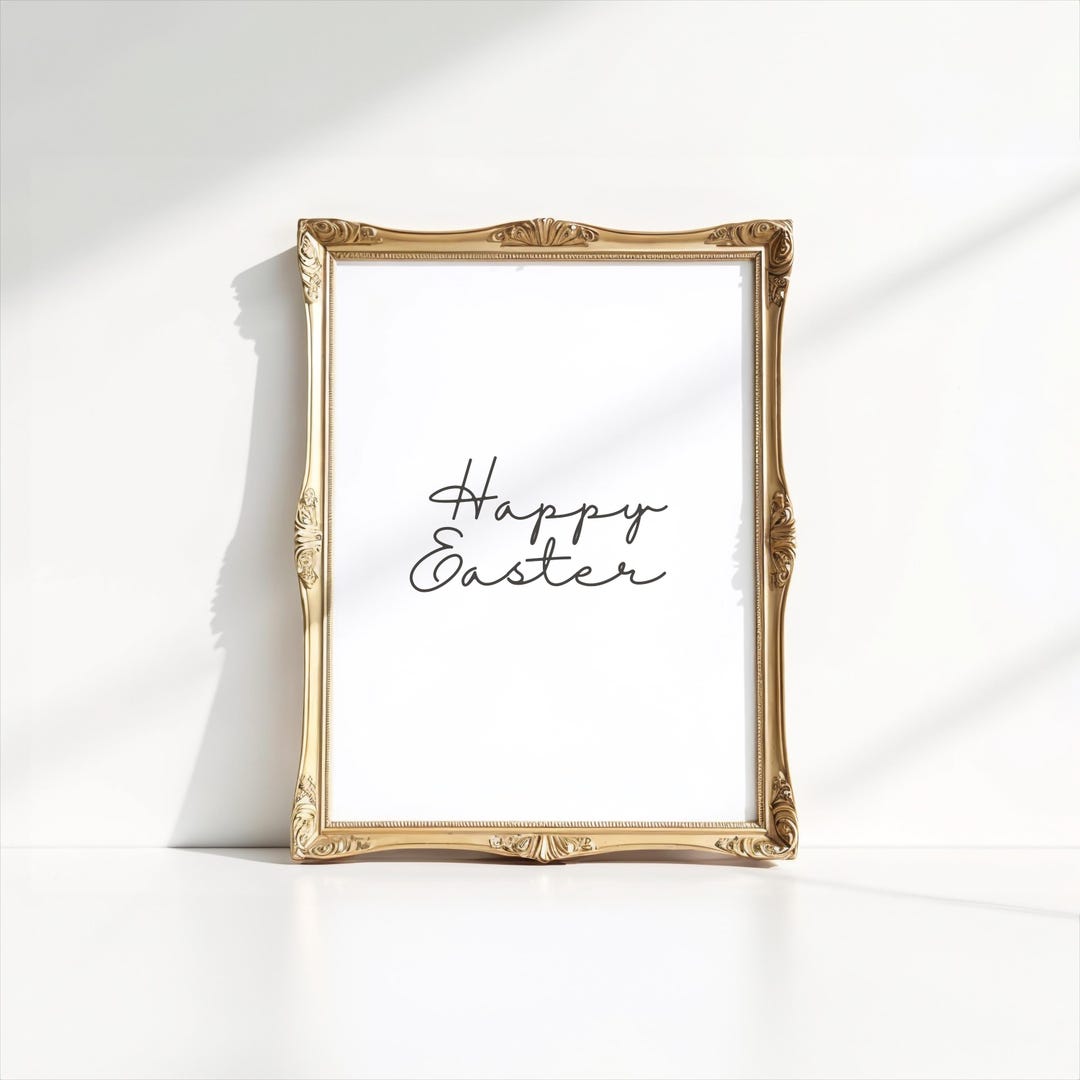 Minimalist Happy Easter Wall Art Modern Easter Sign Digital Calligraphy ...