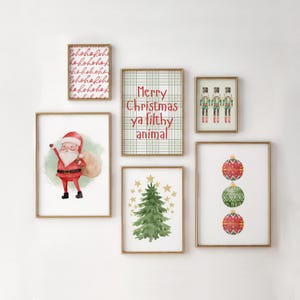 Christmas Watercolor Wall Art Bundle Set of 12 Traditional Christmas ...