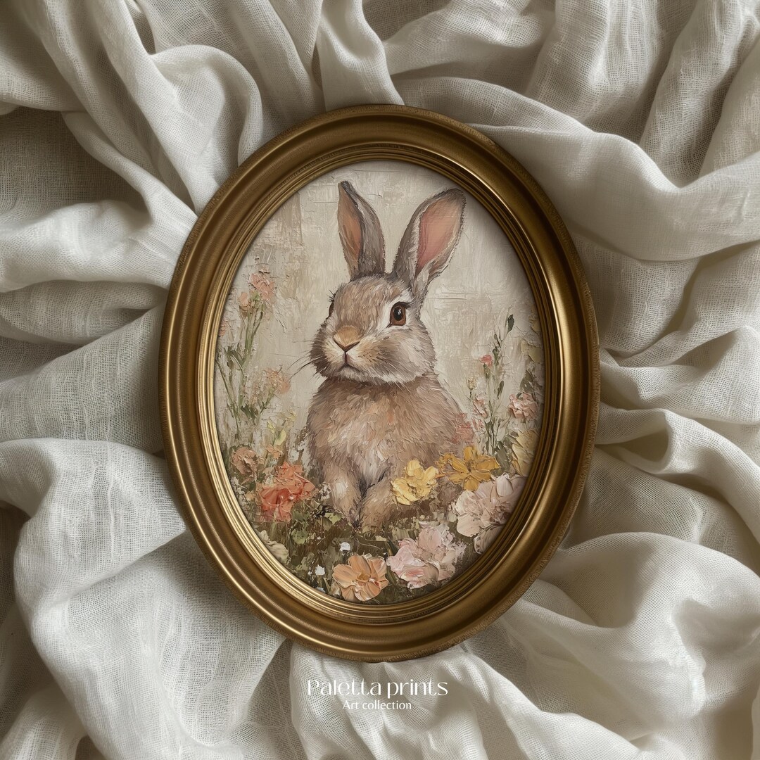 Vintage Easter Bunny Printable Wall Art Spring Art Muted Vintage Art ...