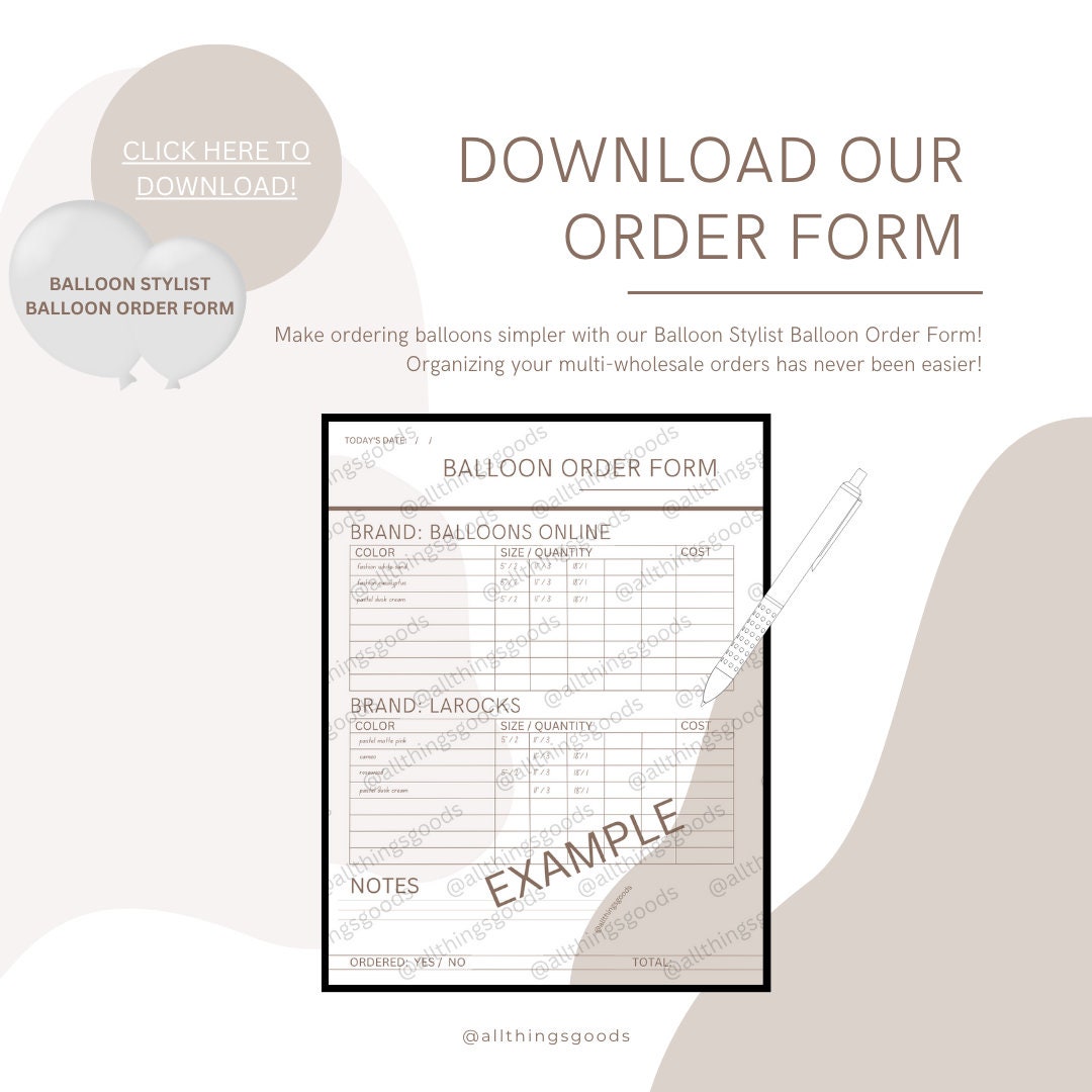Balloon Stylist Balloon Order Form | Balloon Artist / Balloon Stylist ...