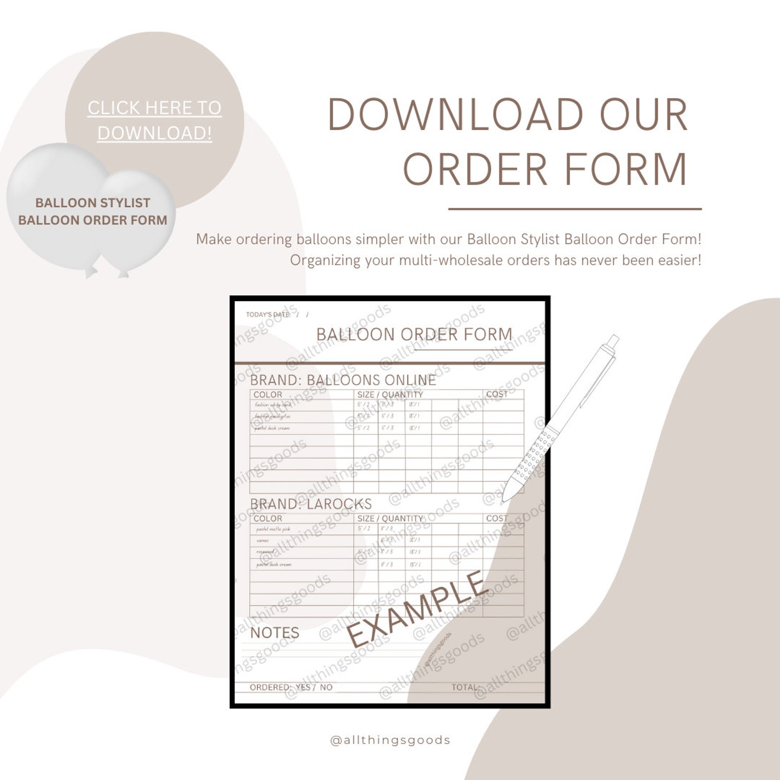 Balloon Stylist Balloon Order Form | Balloon Artist / Balloon Stylist ...