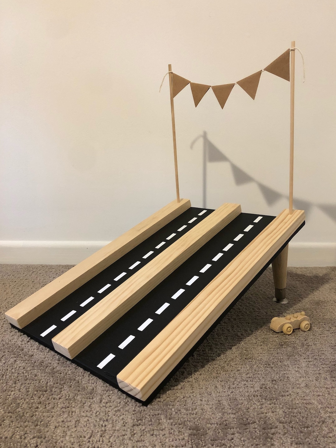 Mini Wooden Race Car Track | 18" / Wooden Race Ramp / Montessori Play ...