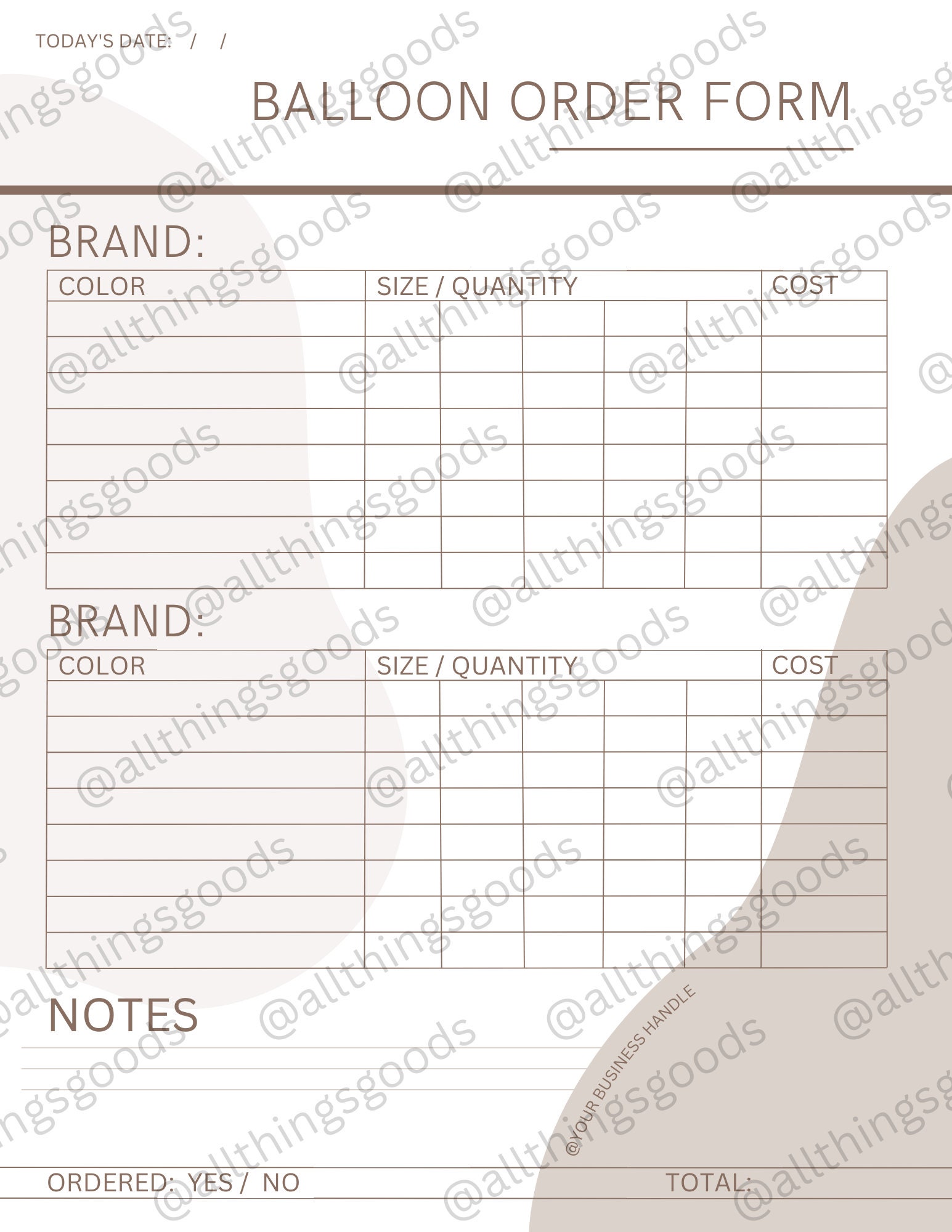 Balloon Stylist Balloon Order Form | Balloon Artist / Balloon Stylist ...
