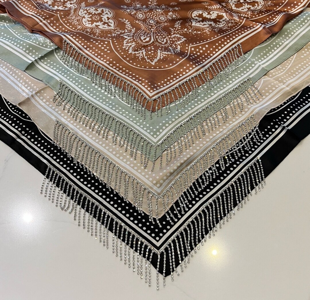 Silk Rhinestone Fringe Bandana | Western / Bandana / Nashville ...
