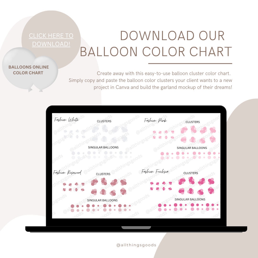 Balloon Color Chart Mockup Template: 35 Colors for Event Planners - Etsy