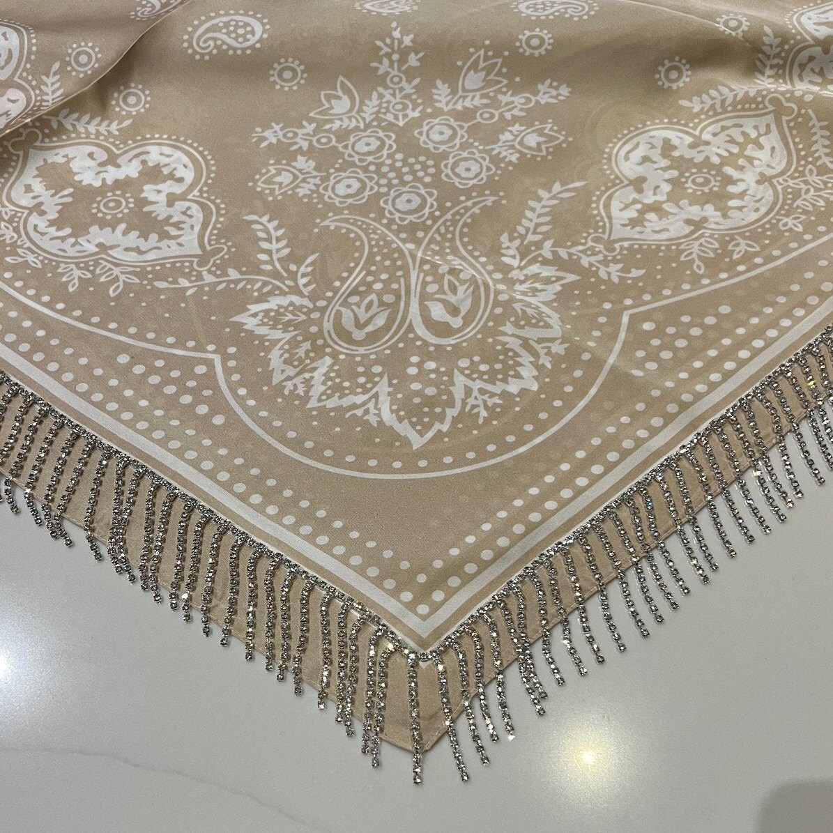 Silk Rhinestone Fringe Bandana Western / Bandana / Nashville / Country ...