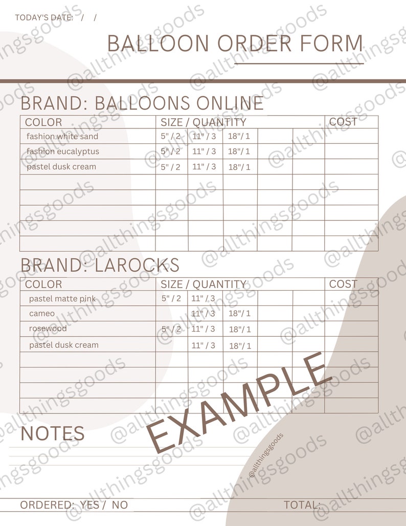 Balloon Stylist Balloon Order Form | Balloon Artist / Balloon Stylist ...