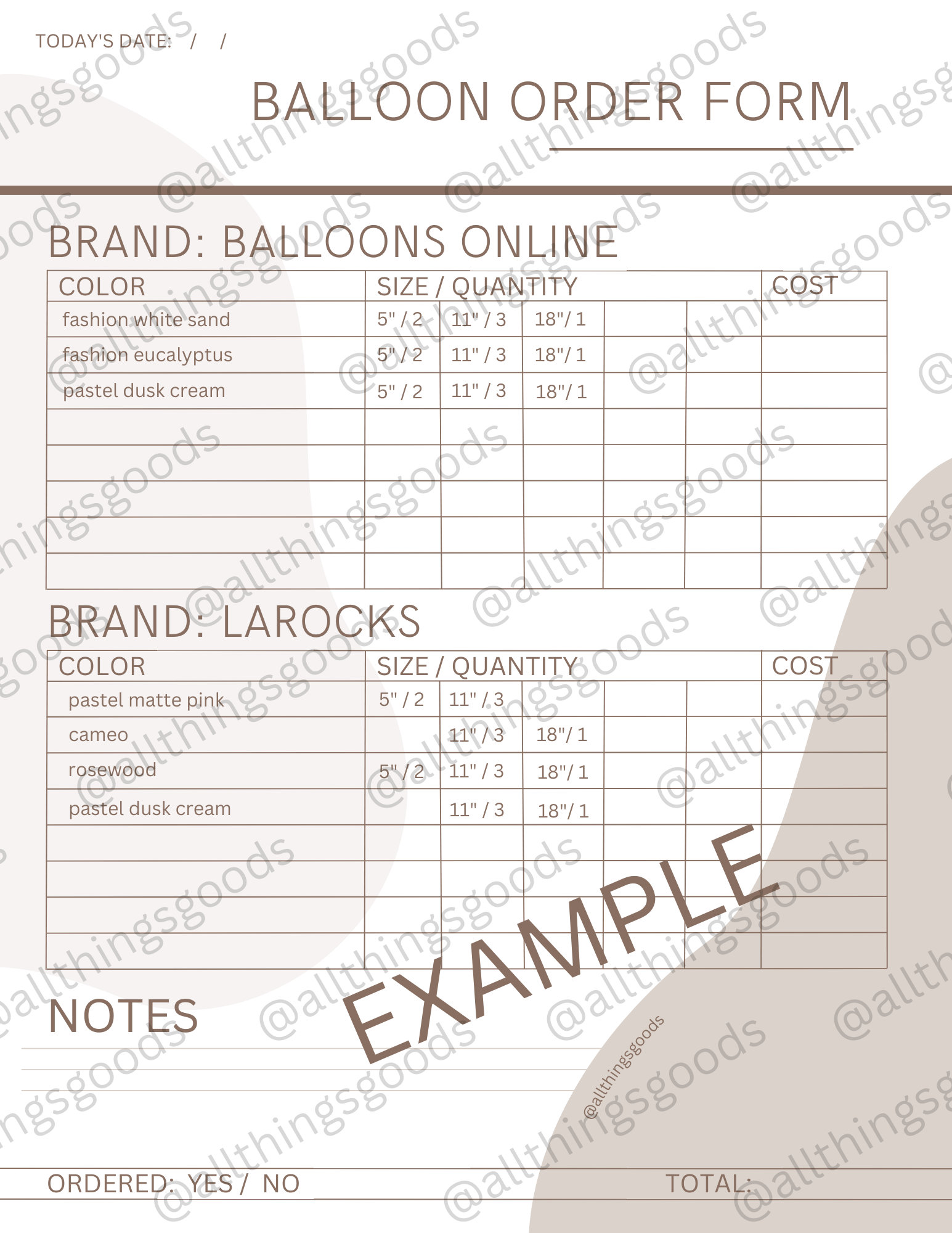 Balloon Stylist Balloon Order Form | Balloon Artist / Balloon Stylist ...