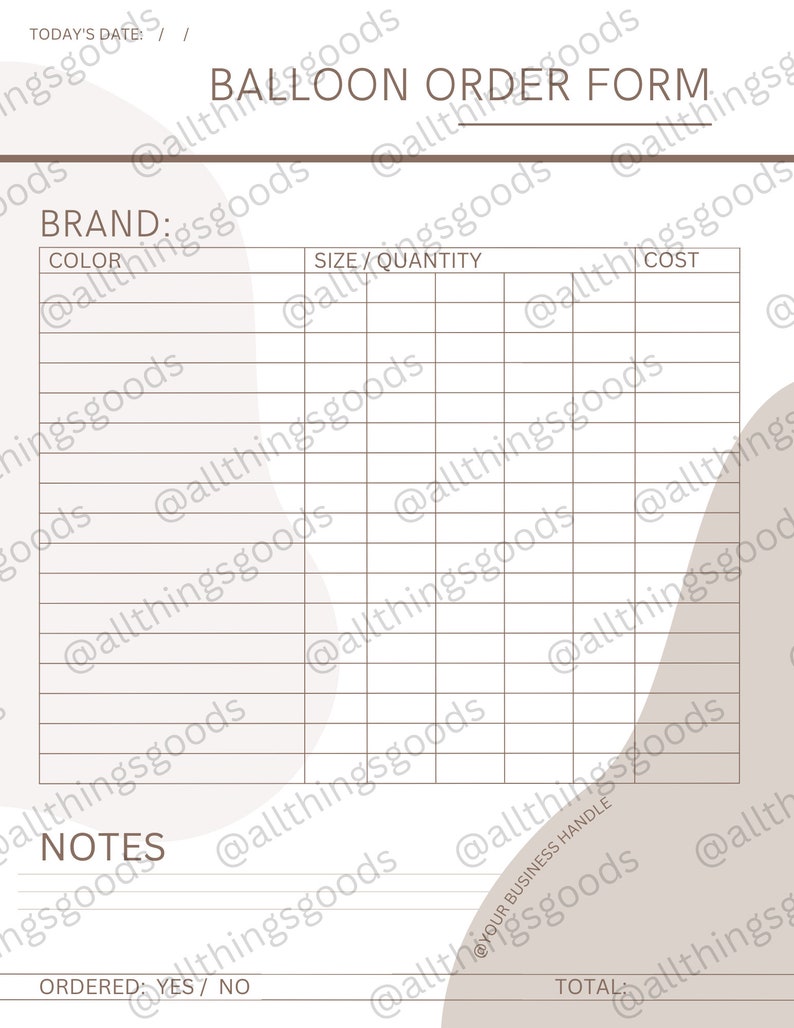 Balloon Stylist Balloon Order Form | Balloon Artist / Balloon Stylist ...