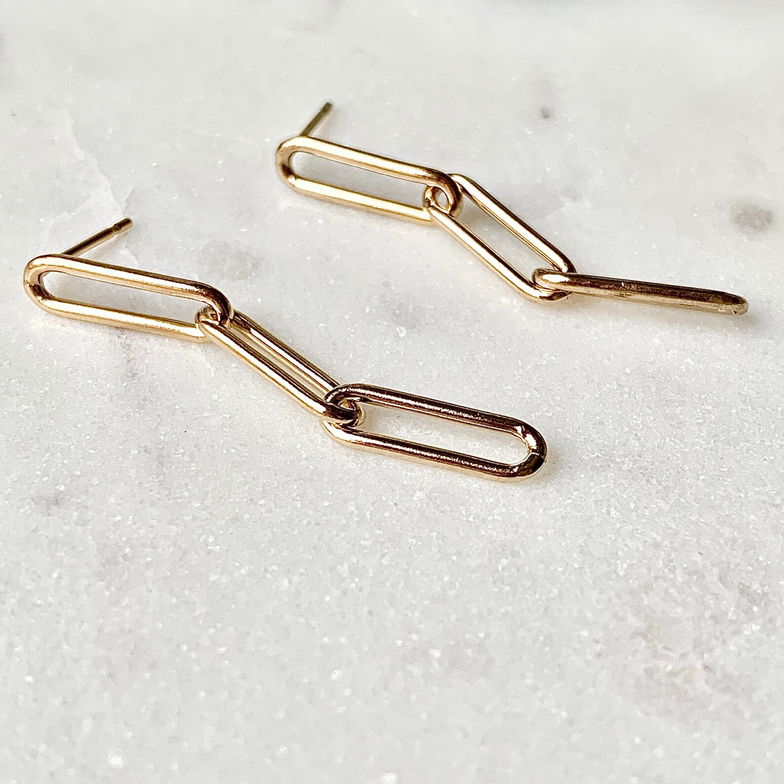 Chain Link Earrings 14K Gold-filled Dangling Earrings 14K - Etsy