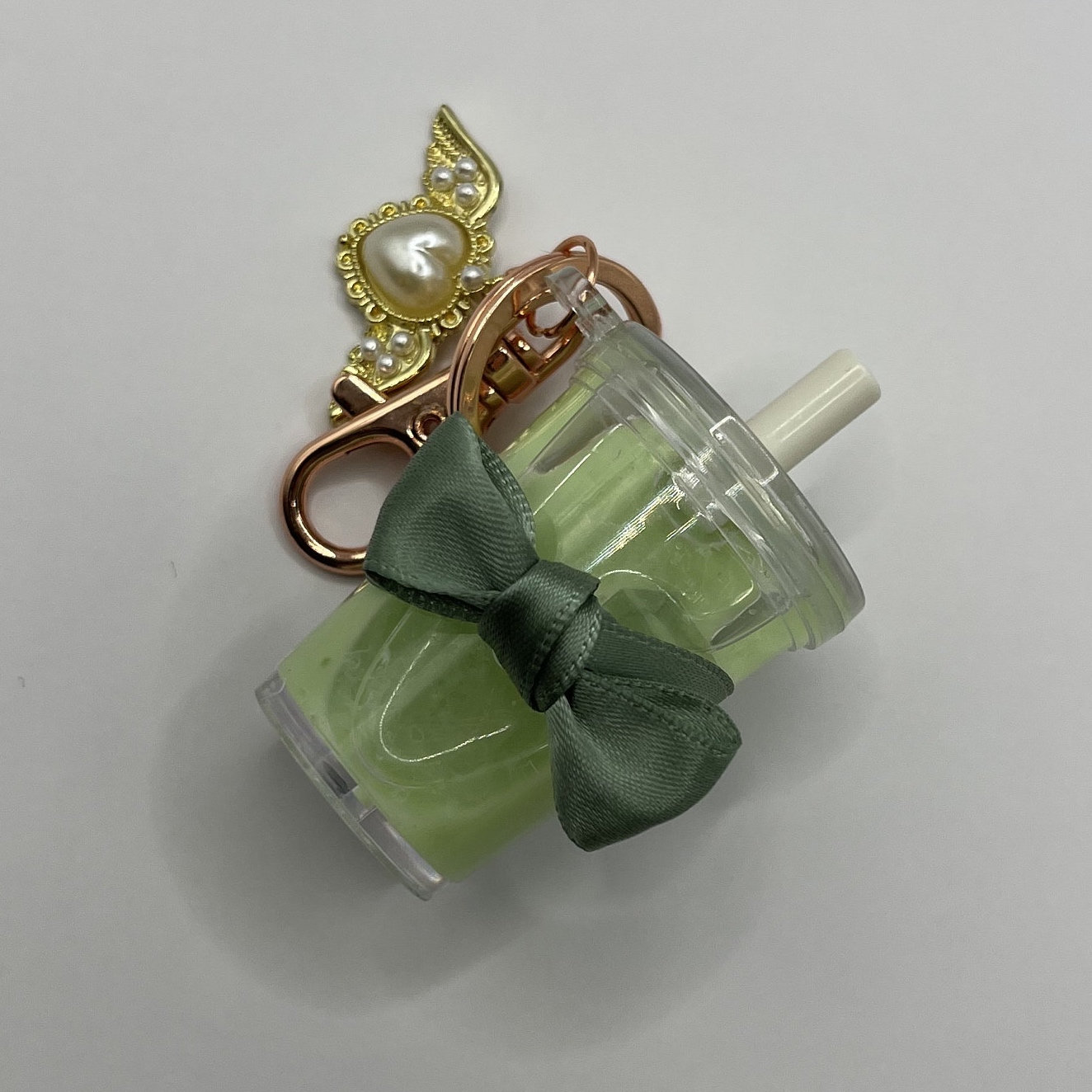 Mint Olive Pistachio Green Boba Shaker / Customizable Big Ribbon Bow ...