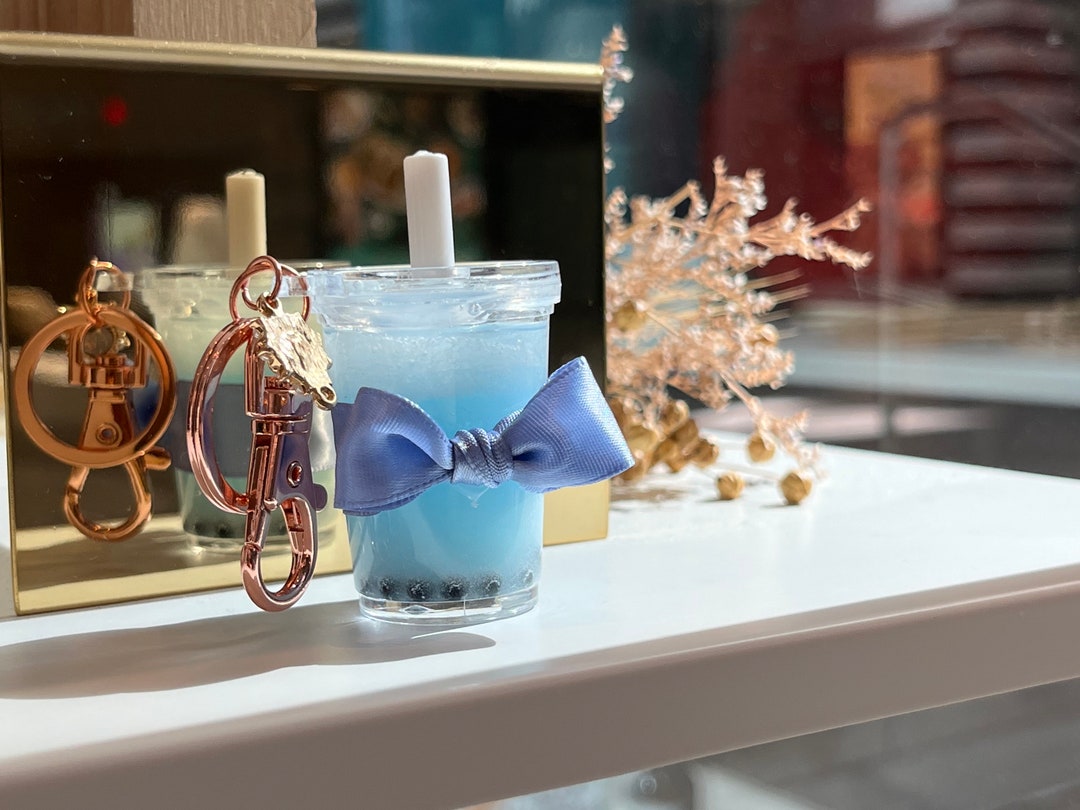 Ocean Sea Blue Keychains / Customizable Minature Big Bow Ribbon Boba ...