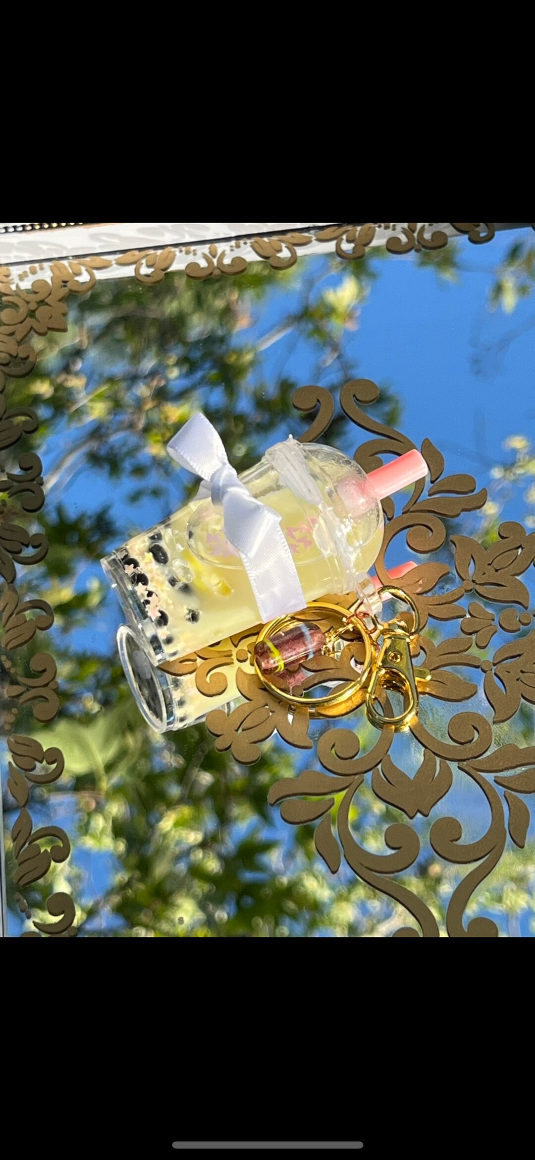 Lemon Drop Boba Keychain: Pastel Yellow, Big Bow, Liquid Shaker - Etsy