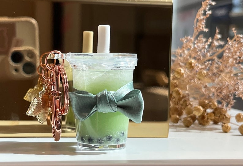 Mint Olive Pistachio Green Boba Shaker / Customizable Big Ribbon Bow ...