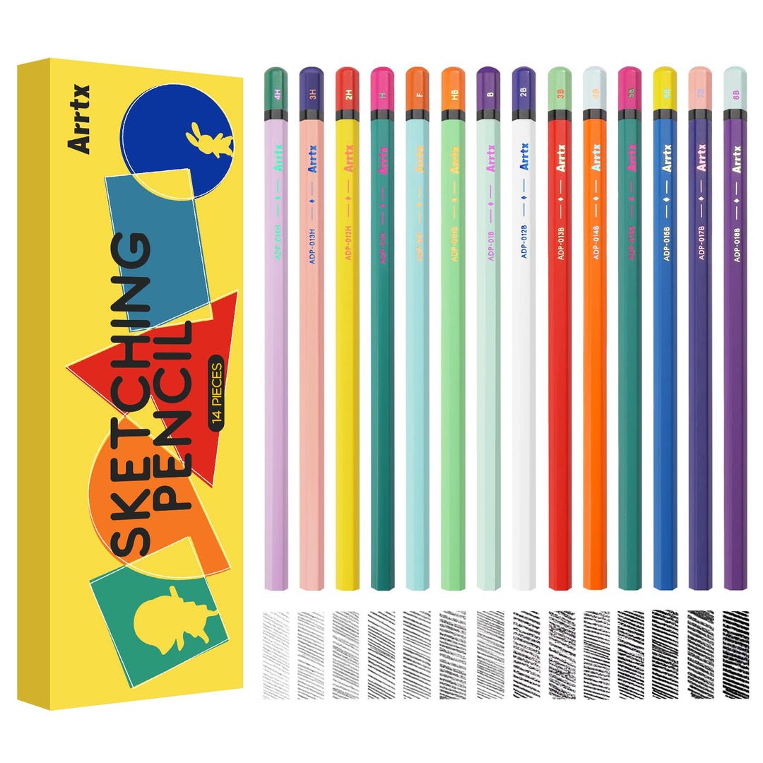 Arrtx Drawing Pencils 14 Pack (4H - 8B) - Etsy